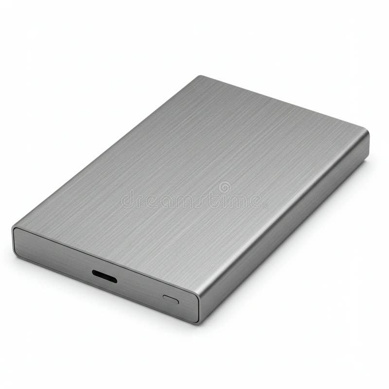 Slim, Rectangular External Hard Drive with a Brushed Metal Finish ...