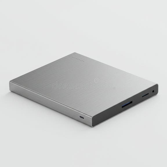 Slim, Rectangular External Hard Drive in a Brushed Silver Metal Finish ...
