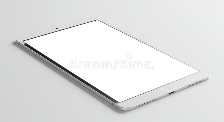 Slim, Rectangular Tablet with a Metallic Silver Frame and White Front ...