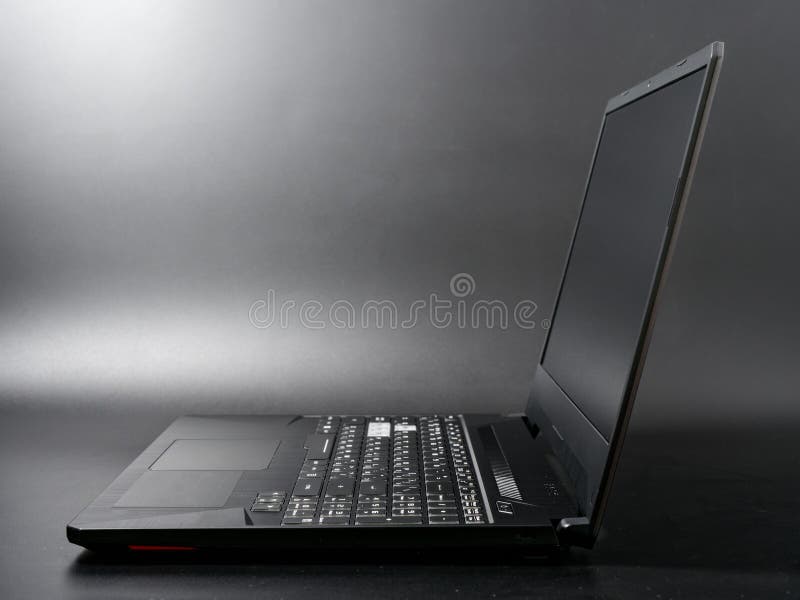 Slim Trendy Design Modern Laptop on Dark Background Stock Photo - Image ...