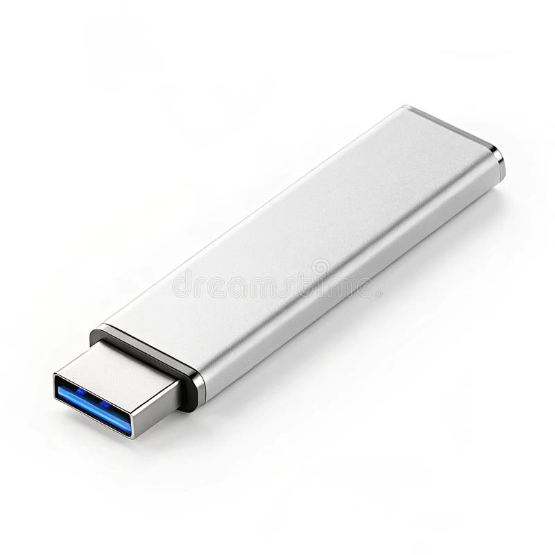 Slim USB C Flash Drive Isolated on White Background Stock Illustration ...