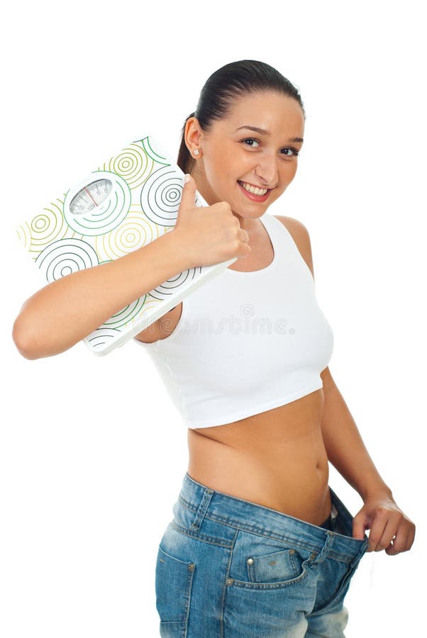 Slim woman holding scales stock photo. Image of large - 21445068