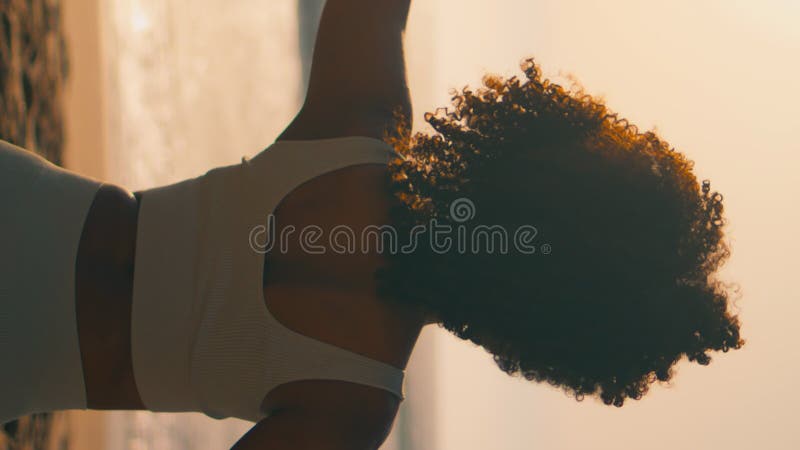 Woman Practicing Hands Lock Pilates on Beach Sunrise Vertically ...