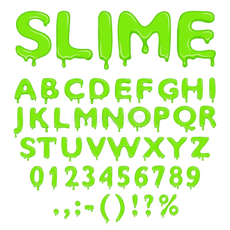Slime Alphabet Numbers and Symbols Stock Vector - Illustration of messy ...
