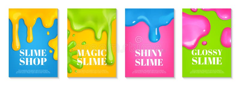 Slime Poster Set stock vector. Illustration of pink - 278614581