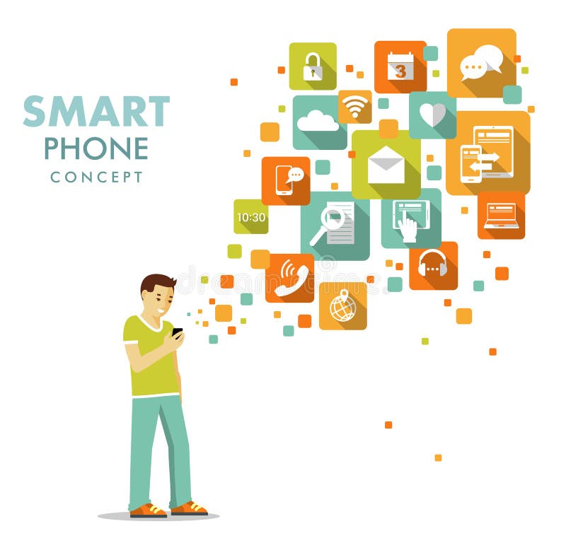 Slimme Telefoon Die Concept Hanteren Vector Illustratie - Illustration ...