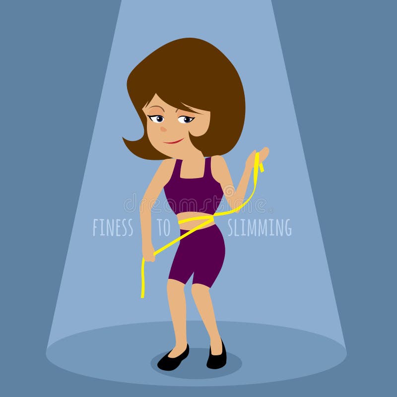 Slimming Lady with Measuring Tape. Stock Vector - Illustration of ...