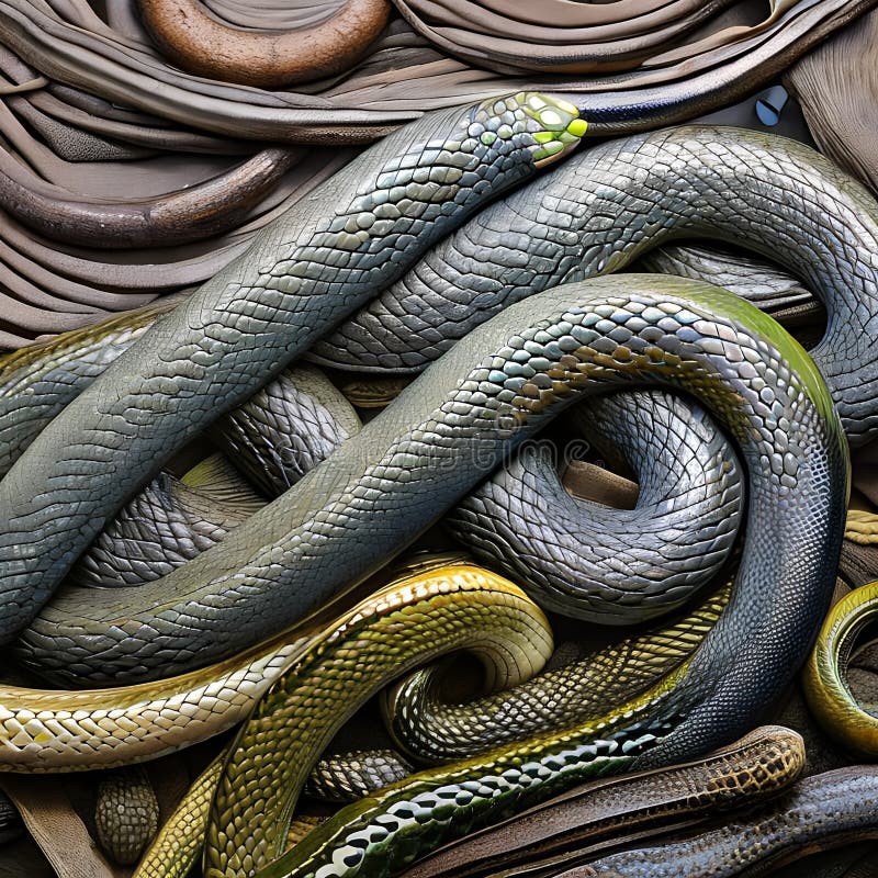 A Slimy and Slithery Texture with Eels and Snakes4, Generative AI Stock ...