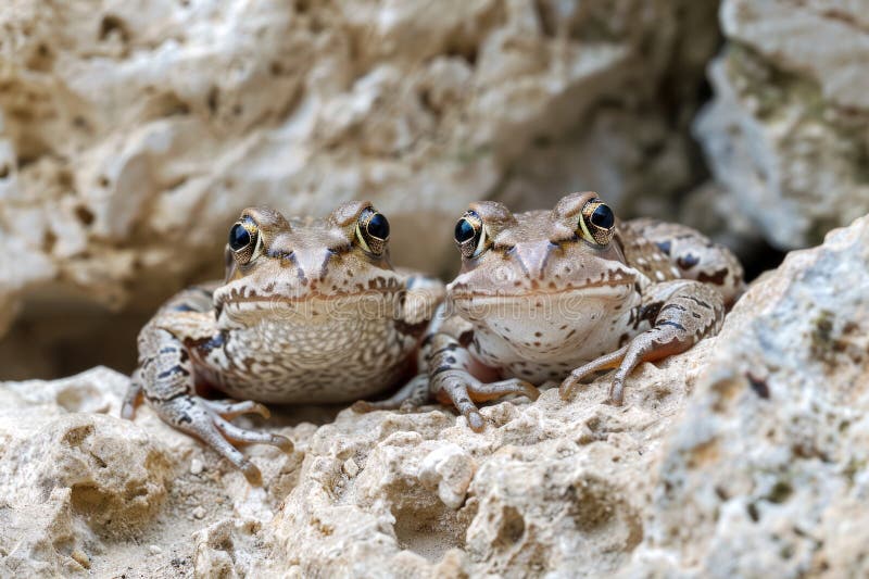 Slimy Swamp Dwellers, Few Frogs in Their Habitat Stock Illustration ...