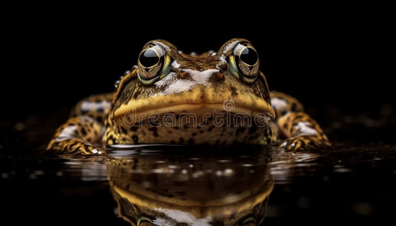 Slimy Toad Staring at Camera in Water Generated by AI Stock ...