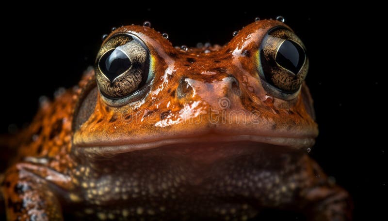 A Slimy Toad Staring, Its Red Eyes Watching, in the Forest Generated by ...