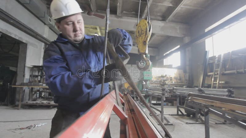 Sling Operator Works in a Factory Stock Video - Video of steel ...