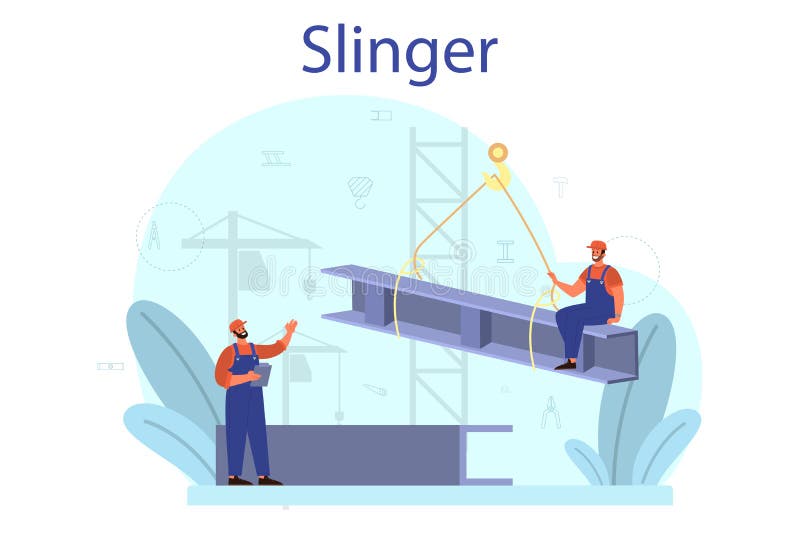 Slinger Set. Professional Workers of Constructing Industry Slinging ...