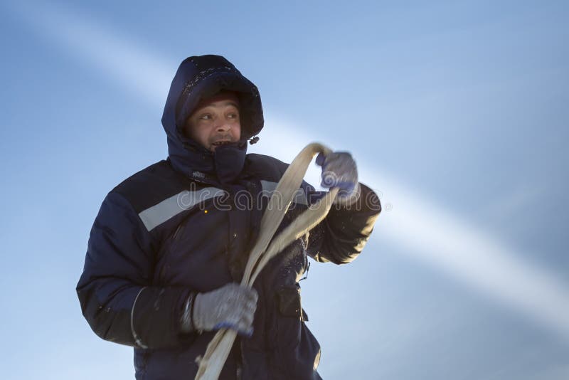 The Slinger Slings the Load with a Tape Sling Stock Image - Image of ...