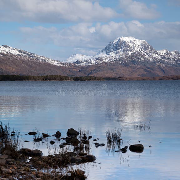 Slioch Mountain and Loch Maree Stock Image - Image of maree, outdoor ...