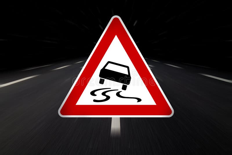 Slip danger sign stock image. Image of road, traffic - 47042403