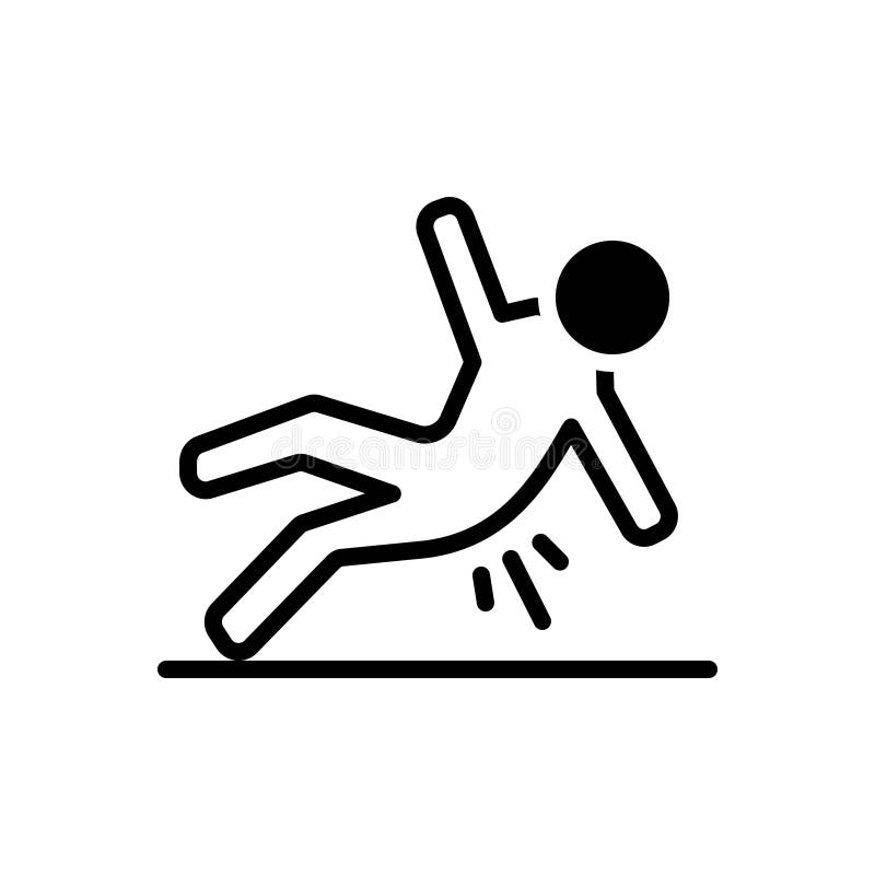 Black Solid Icon for Slip, Wet and Fall Stock Vector - Illustration of ...