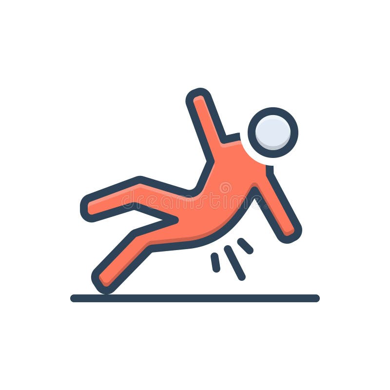 Color Illustration Icon for Slip, Wet and Fall Stock Illustration ...