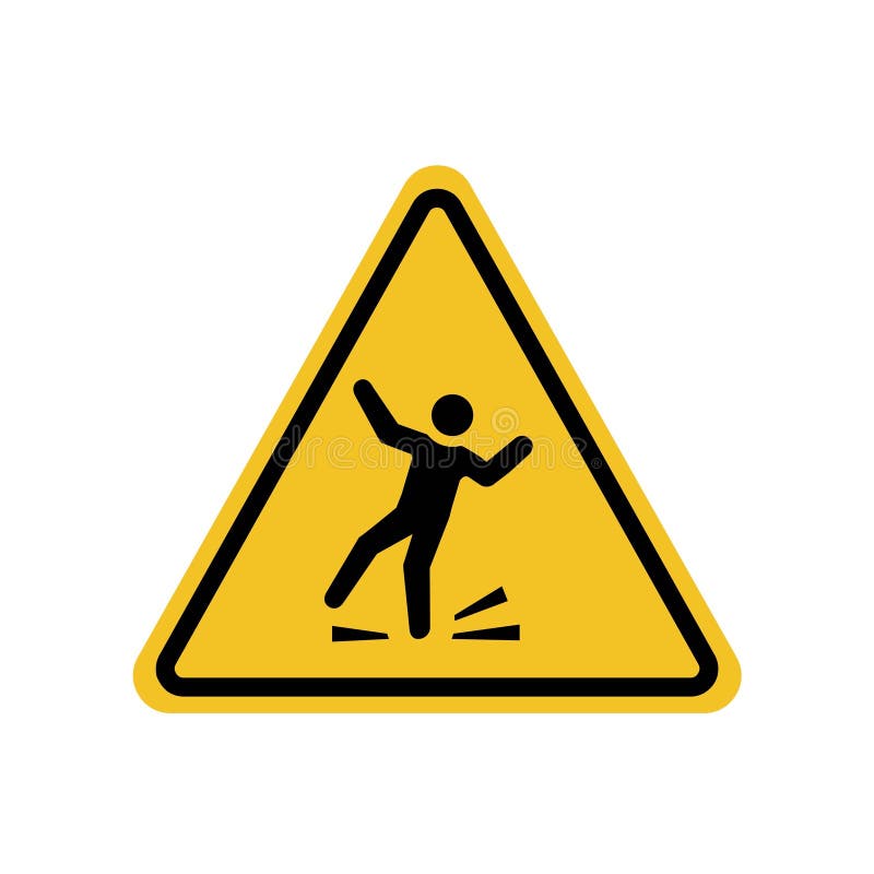 Slip Warning on Yellow Triangle Board. Stock Vector - Illustration of ...