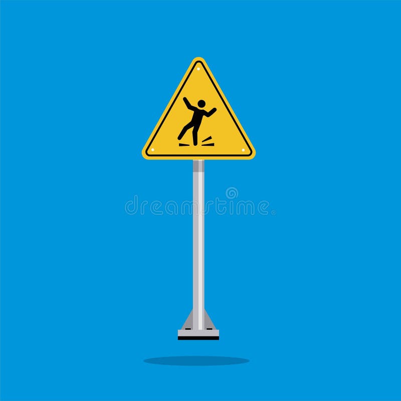 Slip Warning on Yellow Triangle Board. Stock Vector - Illustration of ...