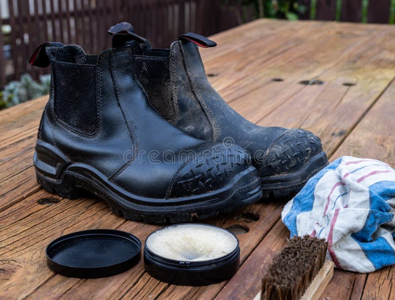 Slipon Work Boots One Clean Stock Photo - Image of dirt, work: 281733250