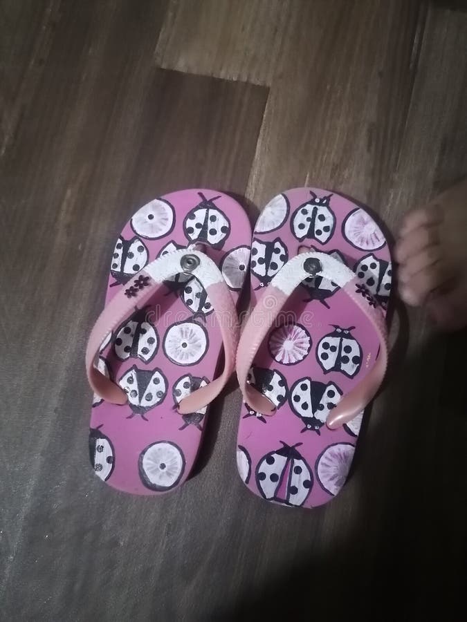 Slipper Design, Art, Ladybug Design, Pink Slipper, Kids Slipper, Stock ...
