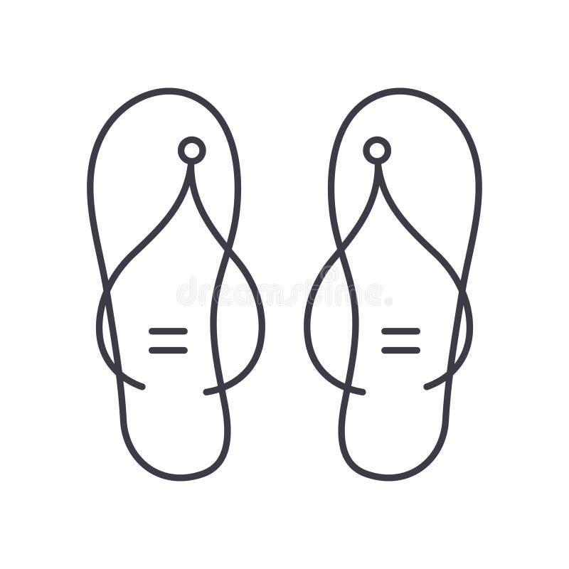 Slippers Icon, Linear Isolated Illustration, Thin Line Vector, Web ...