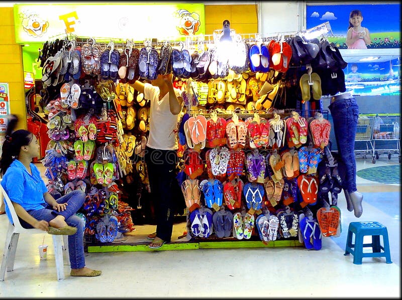 Slippers and sandals store editorial photo. Image of rubber - 44803116