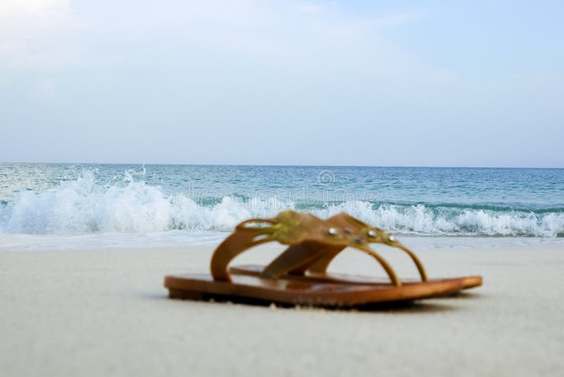 Slippers on the shore stock photo. Image of tourism, travel - 62044256