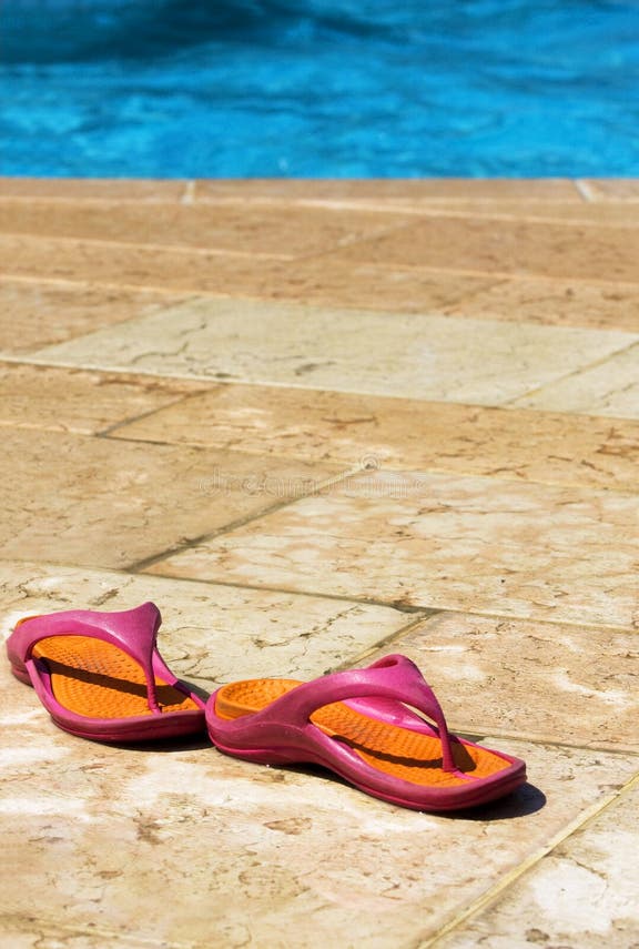 Slippers in the Swimming Pool Stock Image - Image of summer, season ...