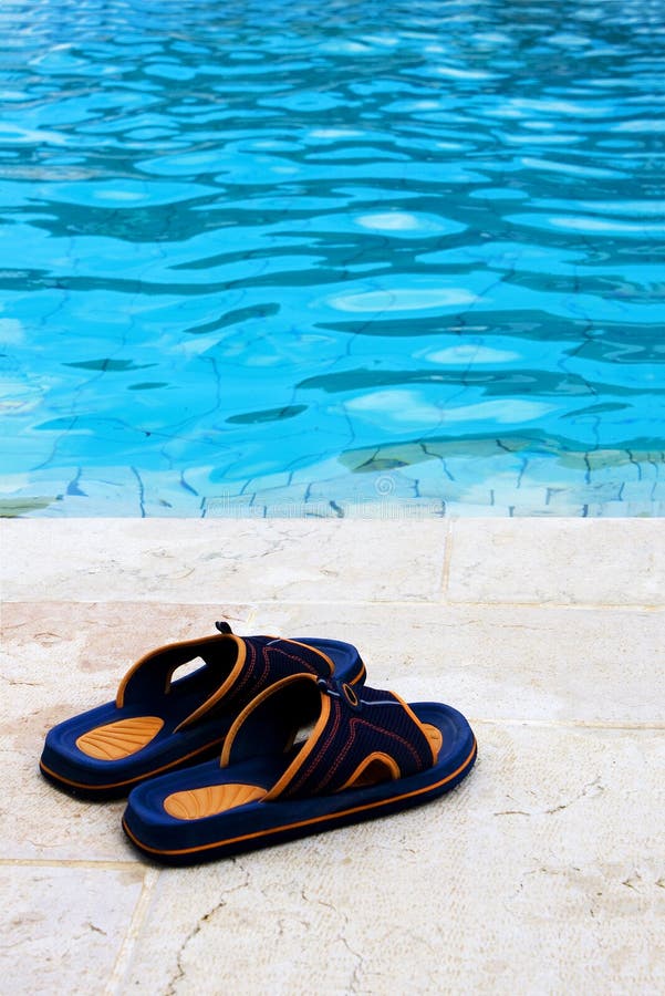 Slippers in the Swimming Pool Stock Photo - Image of foot, slippers ...