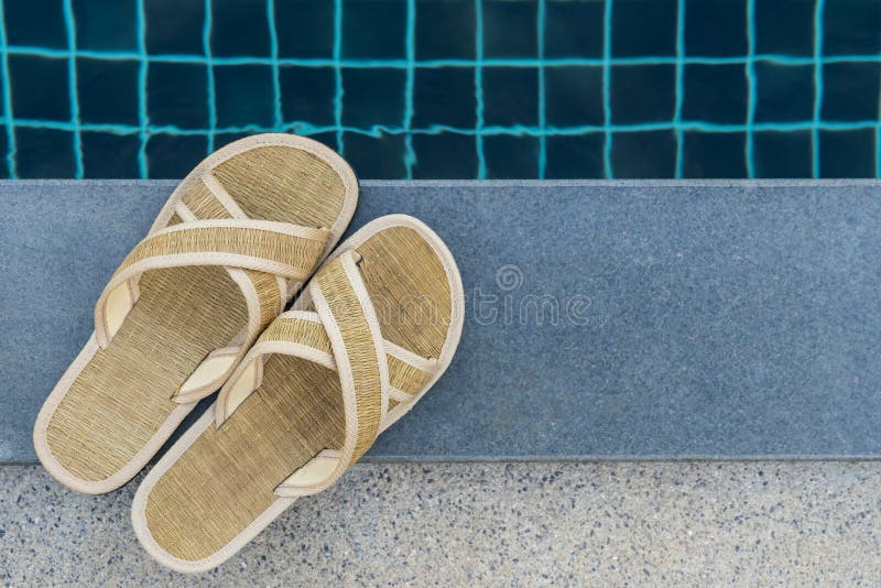 Slippers beside Swimming Pool Stock Image - Image of pool, outdoor ...