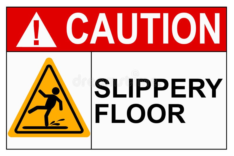 Slippery Floor Caution Sign with Fall Pictogram Man Stock Illustration ...