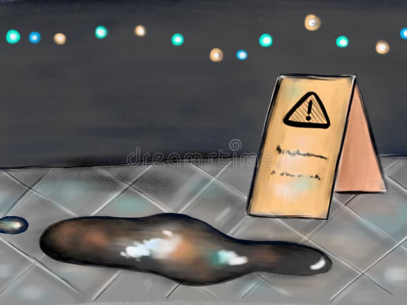 Wet Mop in Puddle. Caution Wet Floor. Vector Illustration. Stock Vector ...