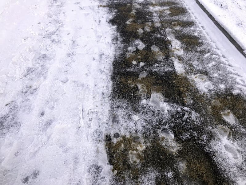 Slip on the Slippery Ice and Snow on the Road Track at the Country in ...