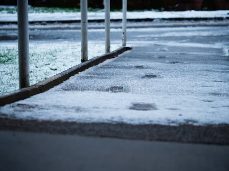 Slippery Path in Snow Storm Winter Weather Stock Image - Image of ...