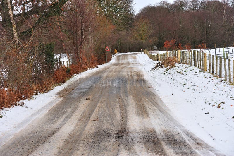 Slippery Road stock photo. Image of view, scene, fence - 17771472