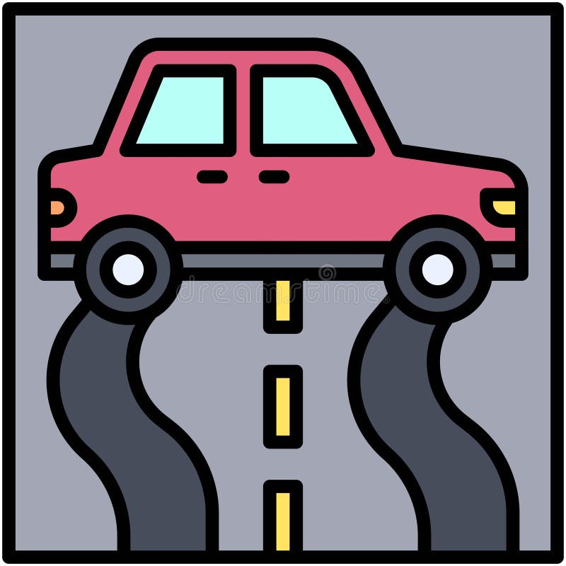 Slippery Road Icon, Car Accident and Safety Related Vector Illustration ...