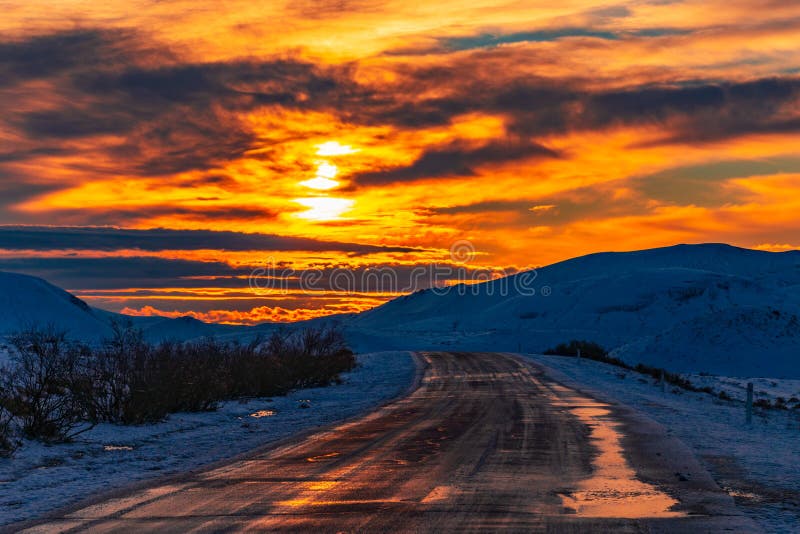 Slippery Road in Mountainous Area at Dawn Time Stock Photo - Image of ...