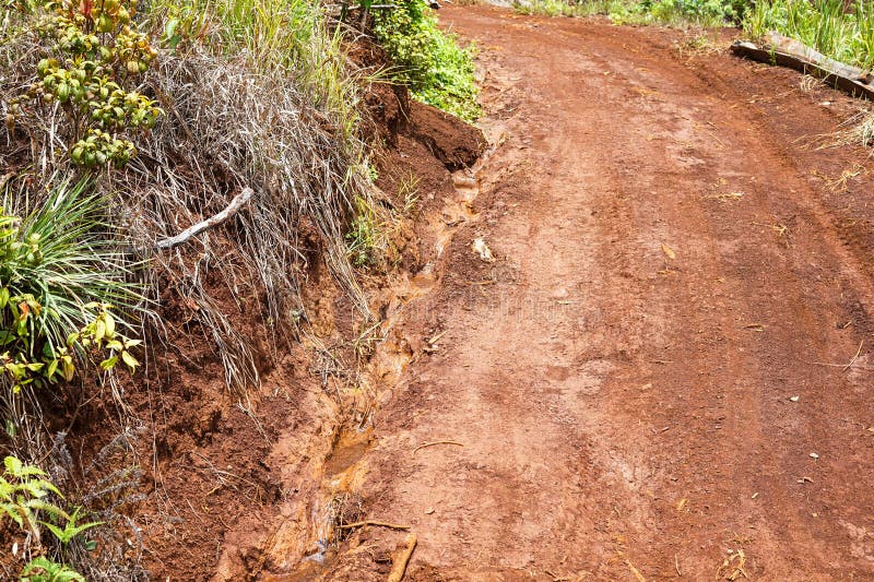 Slippery Road Texture with Red Soil after Rain Stock Image - Image of ...