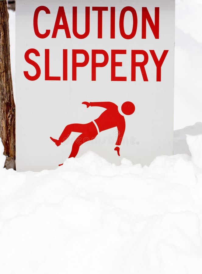 Slippery Snow Warning stock image. Image of danger, snow - 4305965