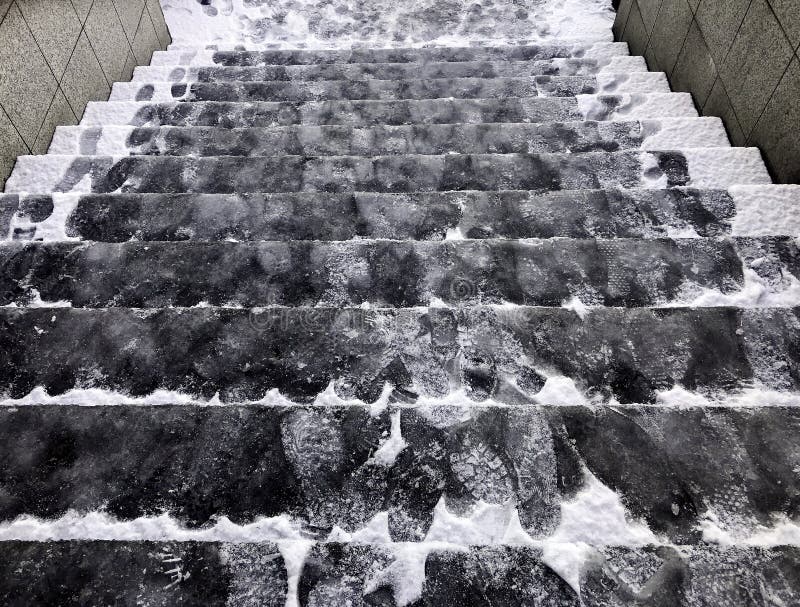Slippery Staircase Covered Ice Stock Photo - Image of covered, concrete ...