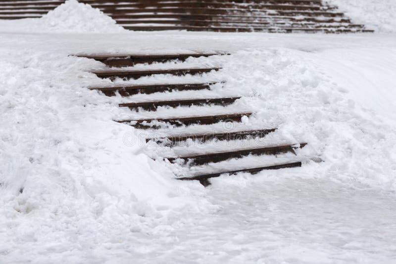 Slippery Stairs winter stock photo. Image of outdoors - 64076940