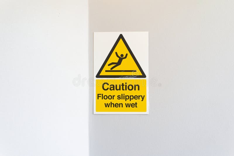 Slippery Surface Wall Sign Yellow Black Symbol Stock Photos - Free ...