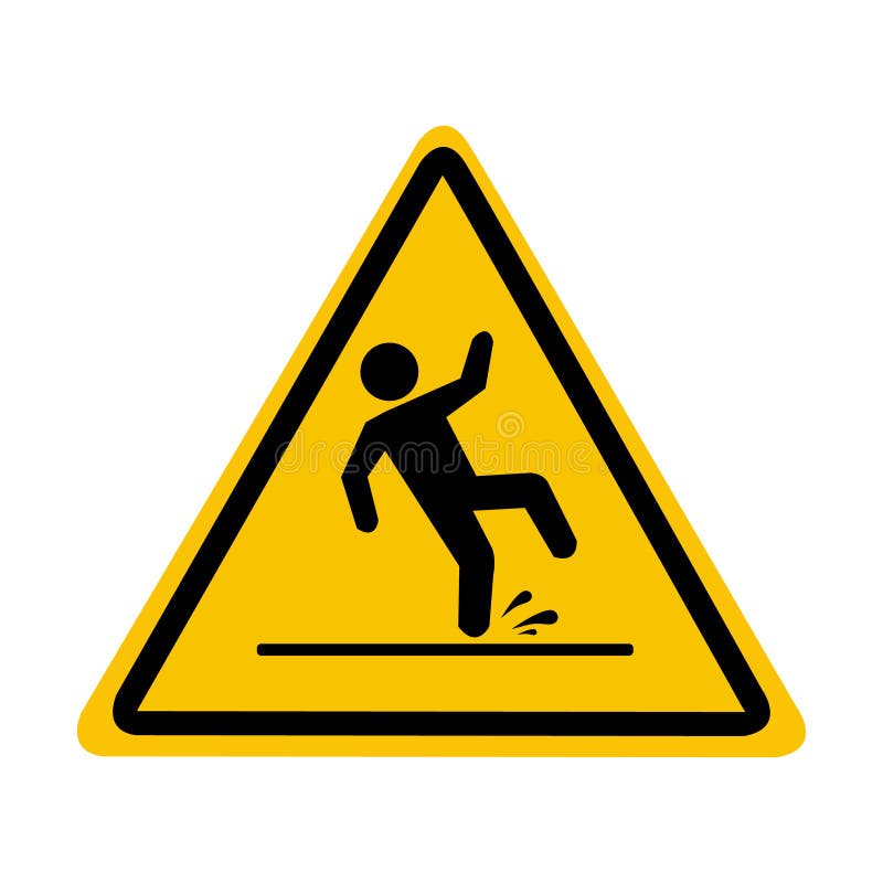 Slippery Wet Floor. the Falling Man is Highlighted on the Yellow ...