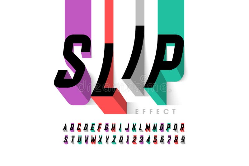 Slipping effect font stock vector. Illustration of bright - 134691843