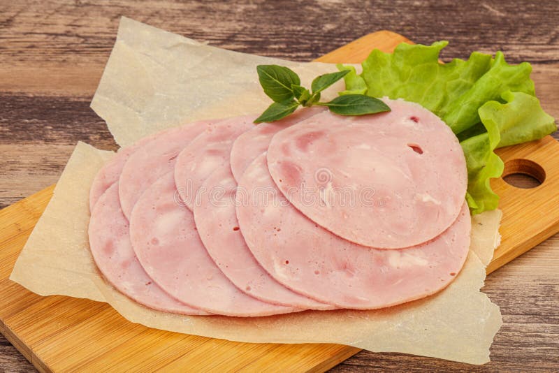 Slised Ham Snack Over Board Stock Image - Image of turkey, slice: 197646163