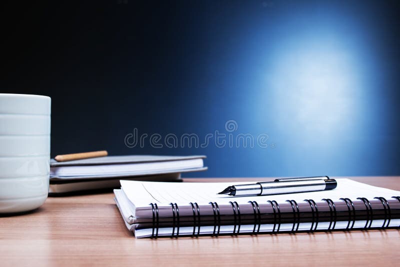 Sliver Ballpoint Pen and Notebook on Table Stock Image - Image of ...