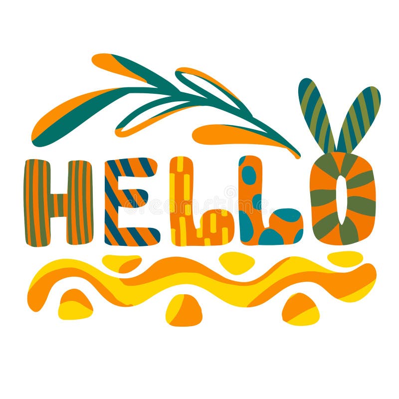 Slogan Hello. World Hello Day Sign Stock Vector - Illustration of happy ...
