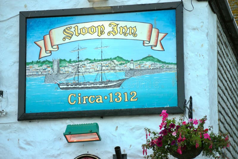 The Sloop Inn Pub Sign in St Ives, , Cornwall England UK Stock Photo ...